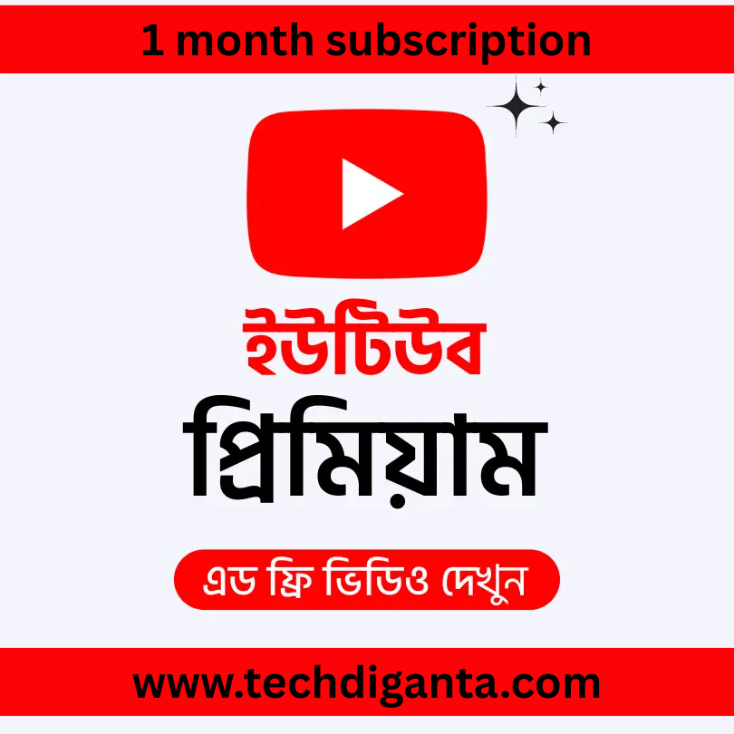 YouTube Premium 1 month Subscription – Tech Diganta